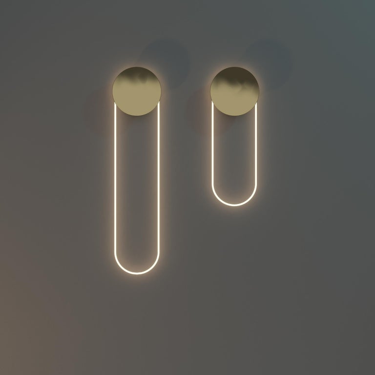 Ra Wall Short 12K Gold Hand Bent Neon Wall Sconce Lighting by Studio d ...