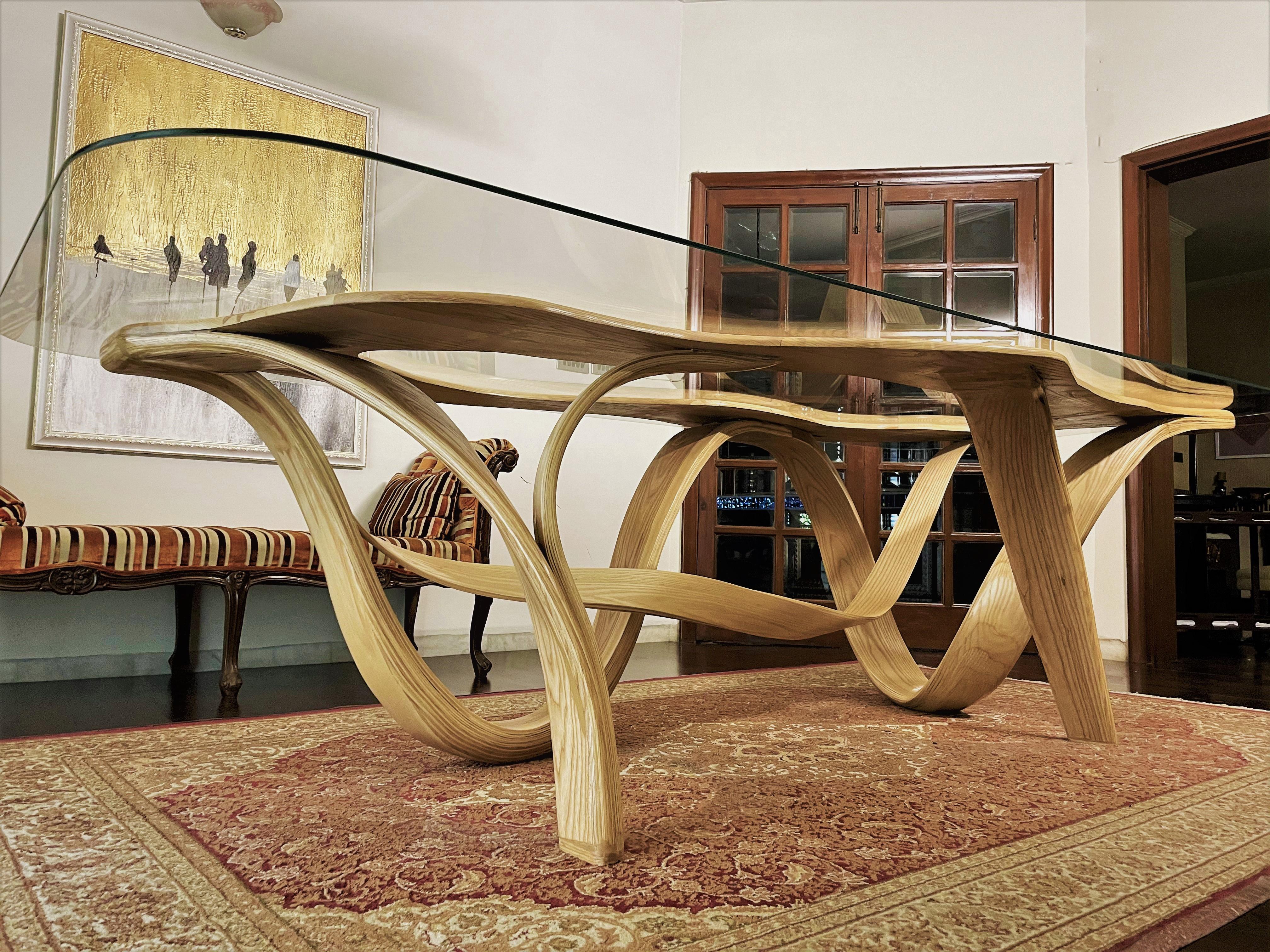 Raani I, Dining Table 8' by 4' by Raka Studio, Bent Wood Design For ...