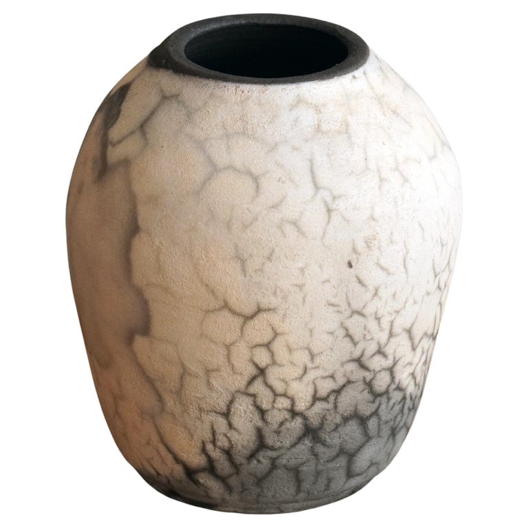 Raaquu Hoseki Raku Pottery Vase Smoked Raku Handmade Ceramic Malaysia For Sale At 1stdibs 