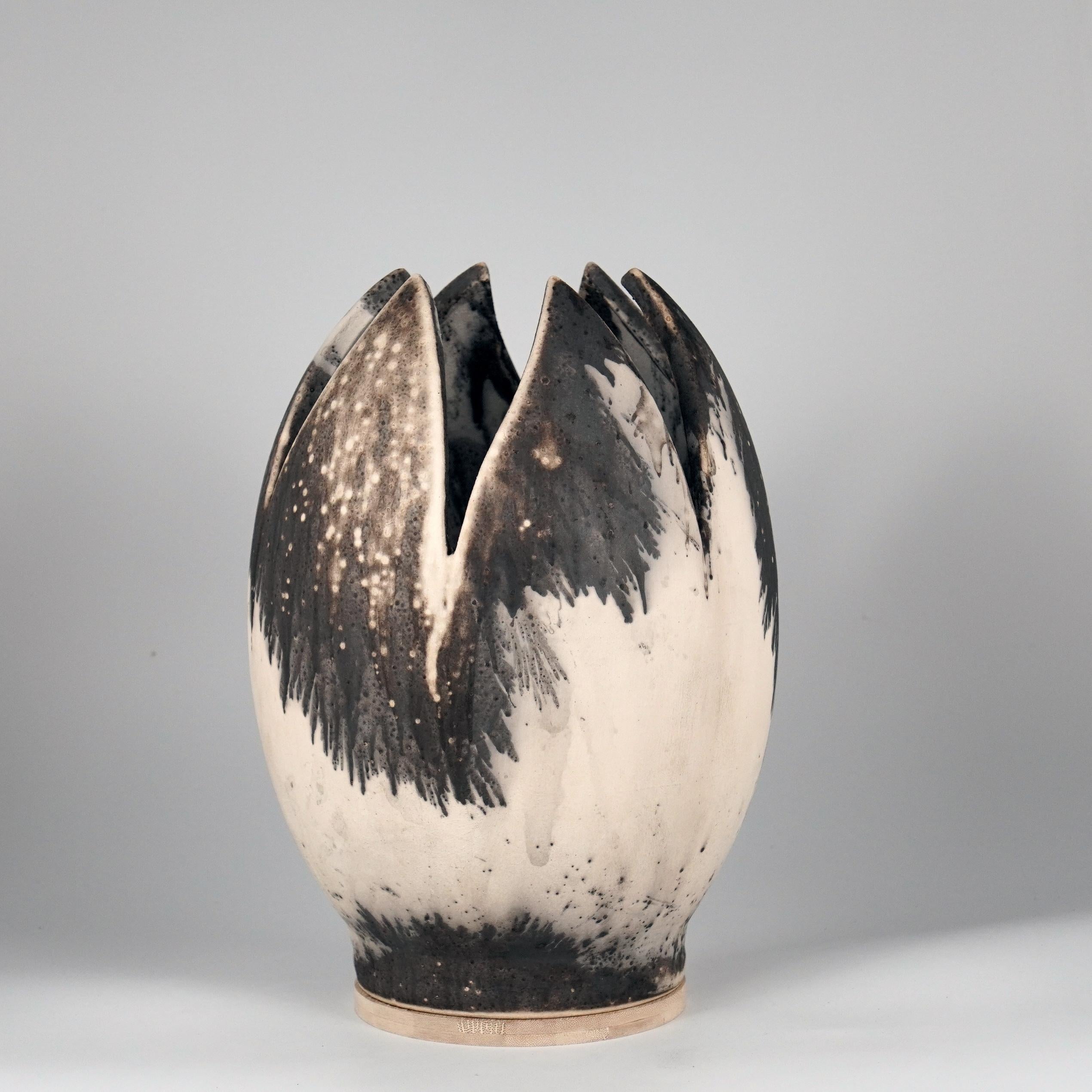 Raaquu Raku Fired Large Flower Vase S/N0000170 Centerpiece Art Series ...