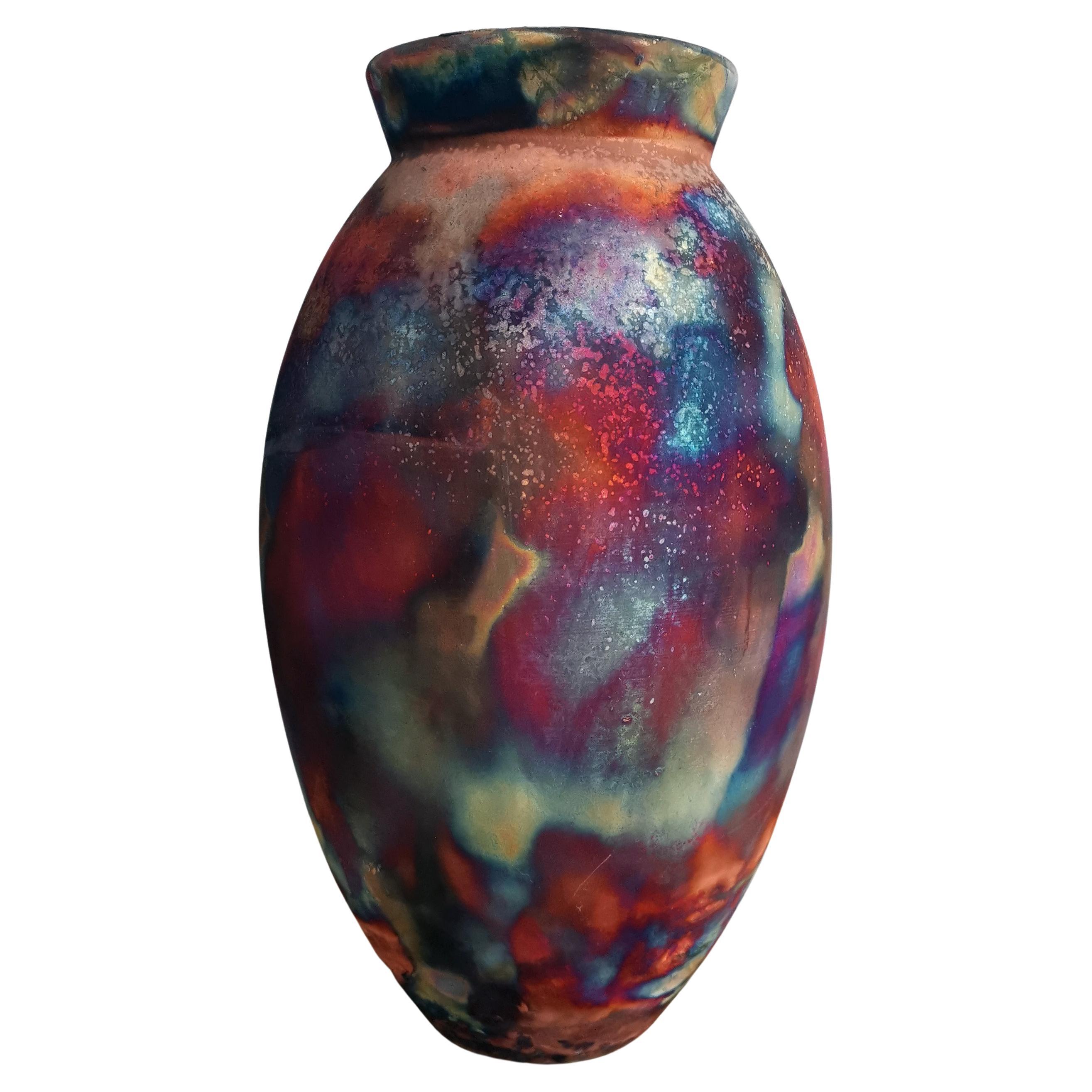 Raaquu Raku Fired Large Oval Vase S/N0000092 Centerpiece Art Series ...