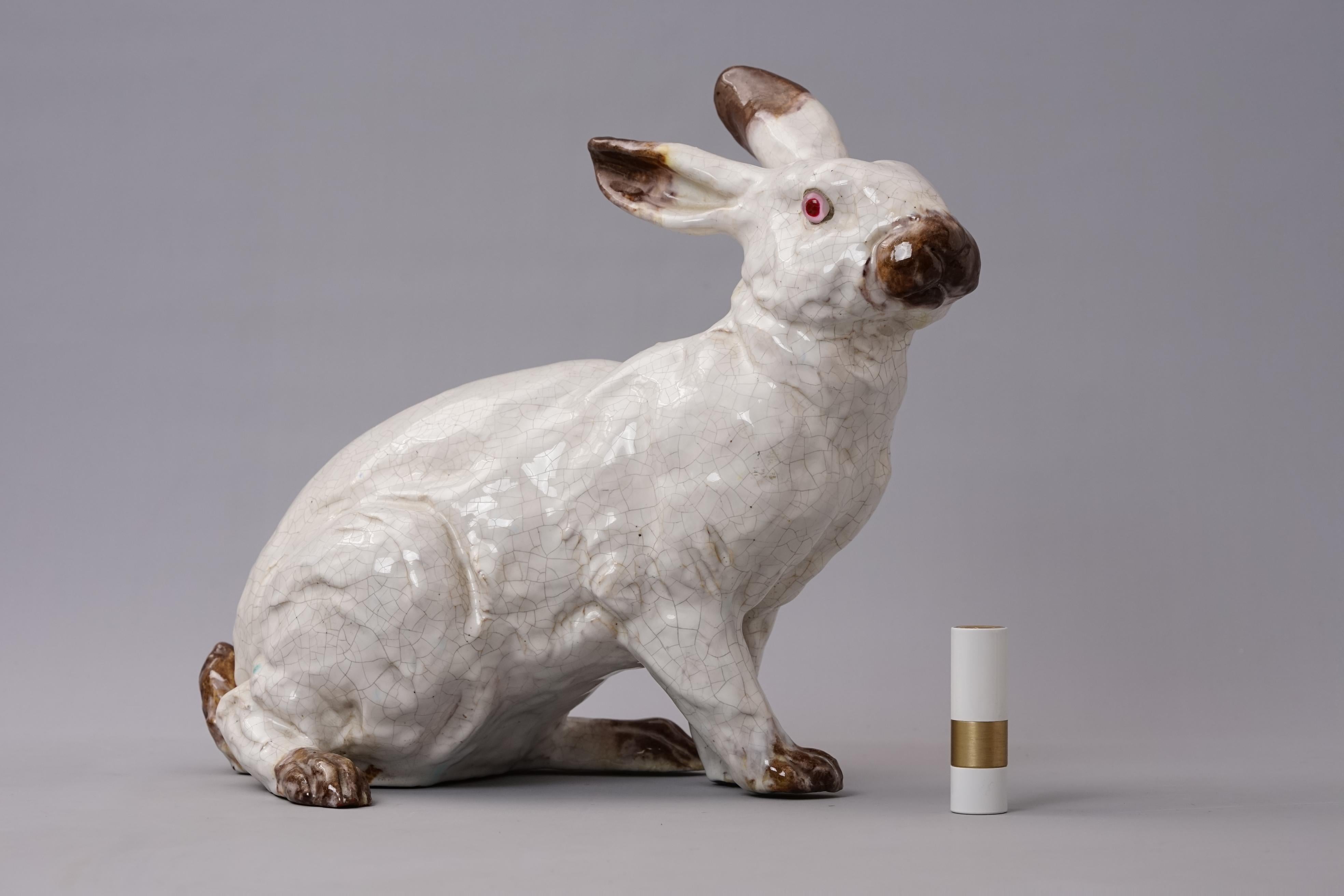 Rabbit sculpture in Fayance by J. Filmont Cean France For Sale at 1stDibs