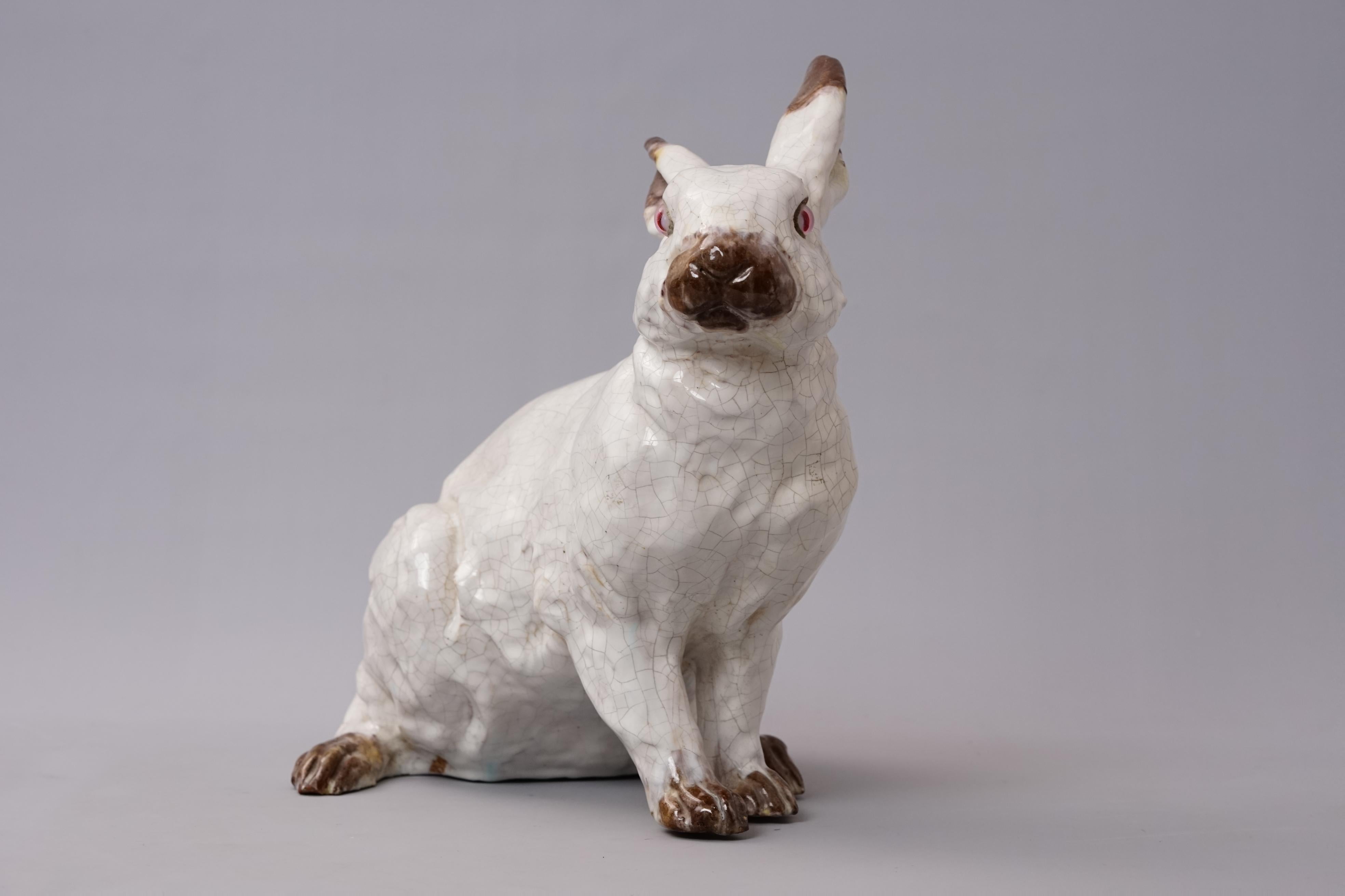 Rabbit sculpture in Fayance by J. Filmont Cean France For Sale at 1stDibs