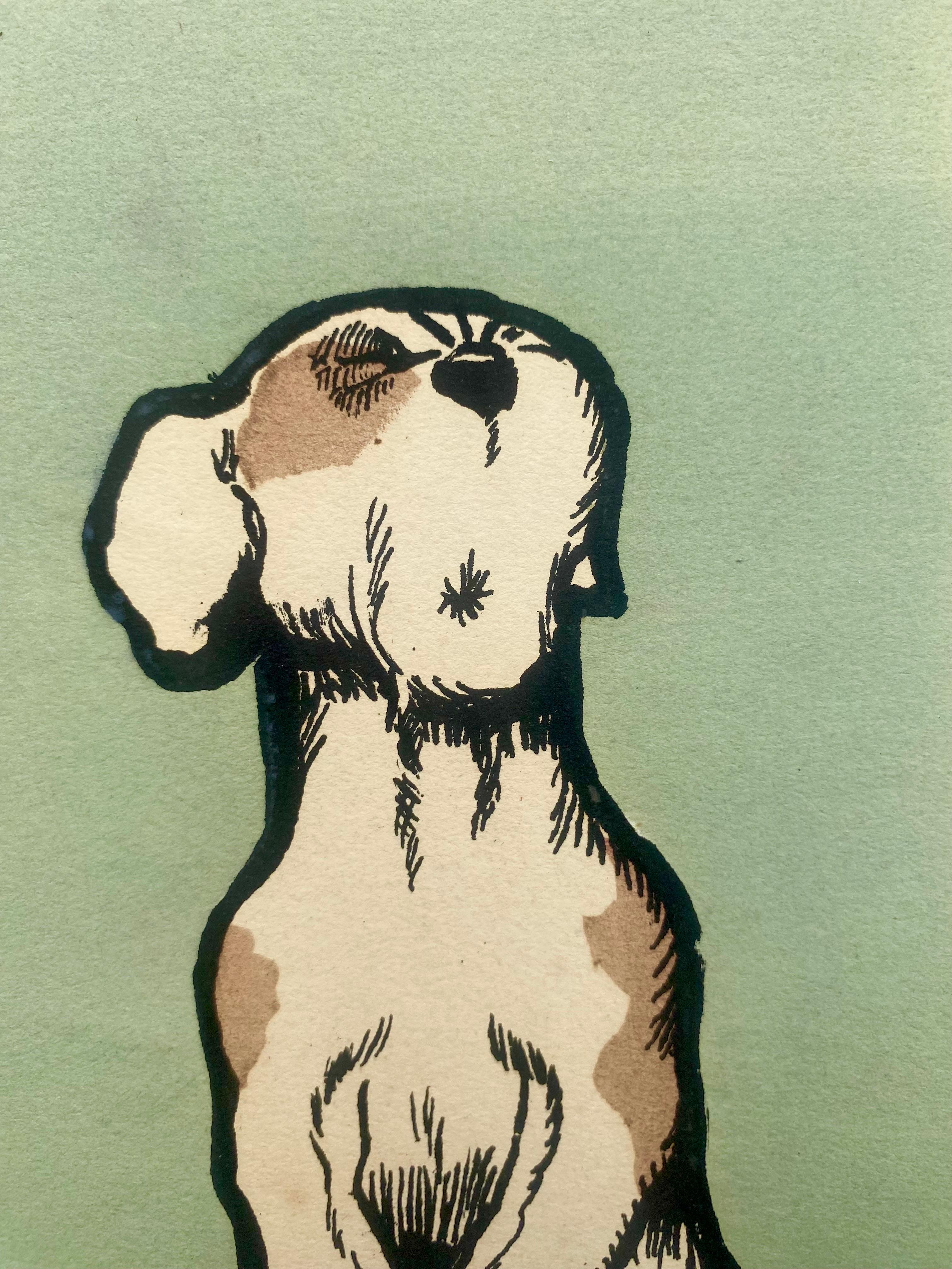 RABIER Benjamin - French Lithograph dated 1907 and signed - Dog Azor ...