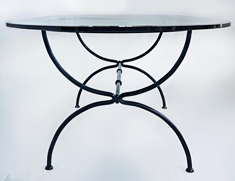 Race-Track Oval Powder-Coated Wrought Iron Dining Table with Thick ...