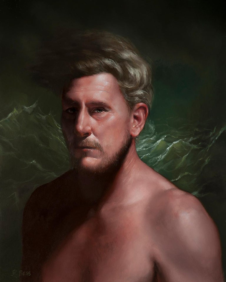 Rachel Bess - "Rise and Fall" portrait oil painting blonde man ocean ...