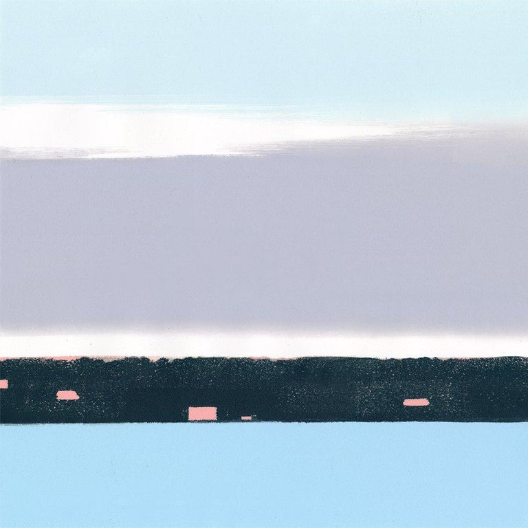 Rachel Burgess - Four Pink Houses, landscape monotype at 1stDibs