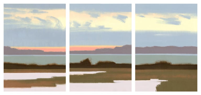 Rachel Burgess - Winter River, Landscape monotype painting at 1stDibs