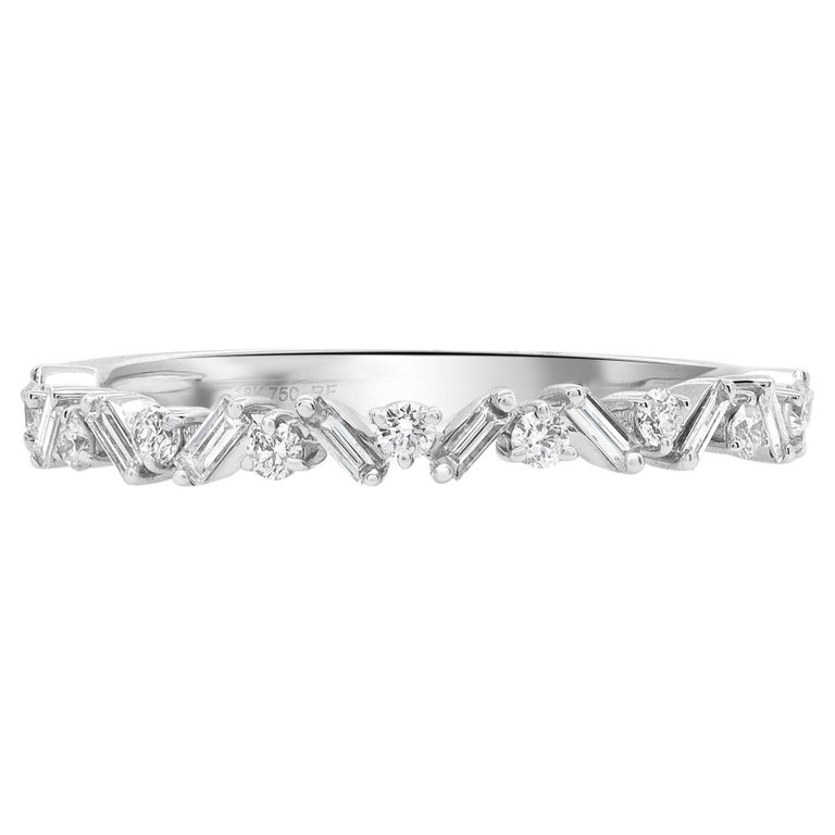 Rachel Koen 0.30Cttw Baguette and Round Cut Diamond Ring 18K White Gold ...