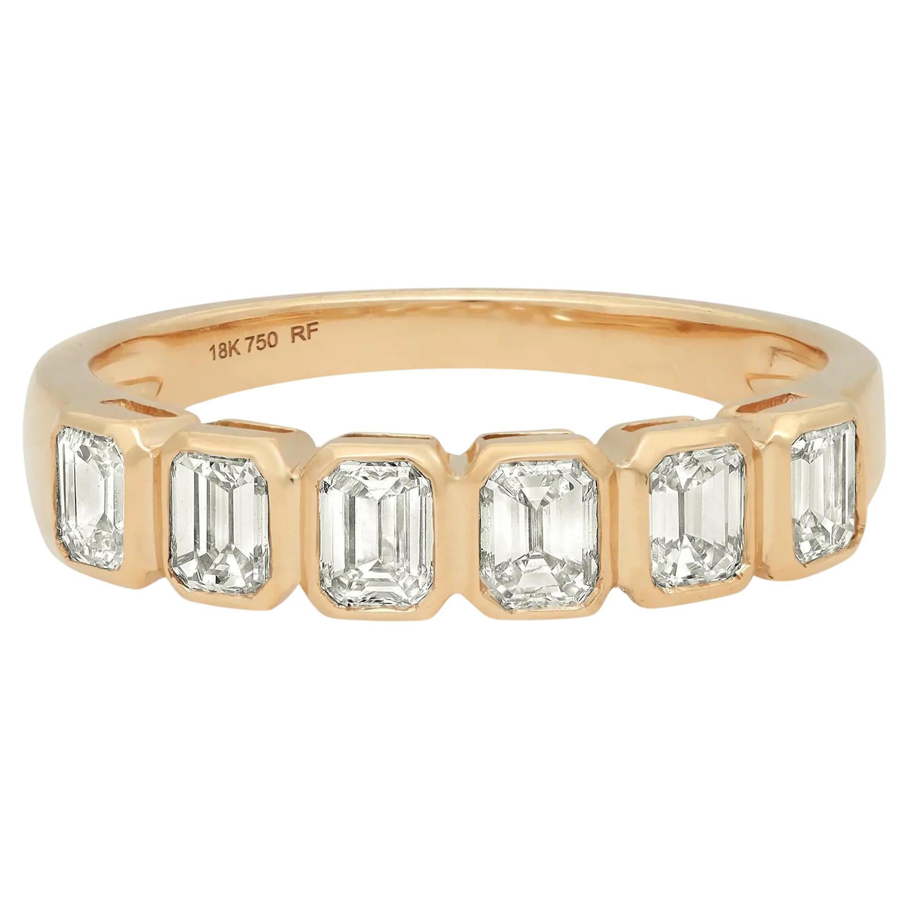 Rachel Koen 1.04Cttw Emerald Cut Bezel Diamond Ring 18K Yellow Gold ...