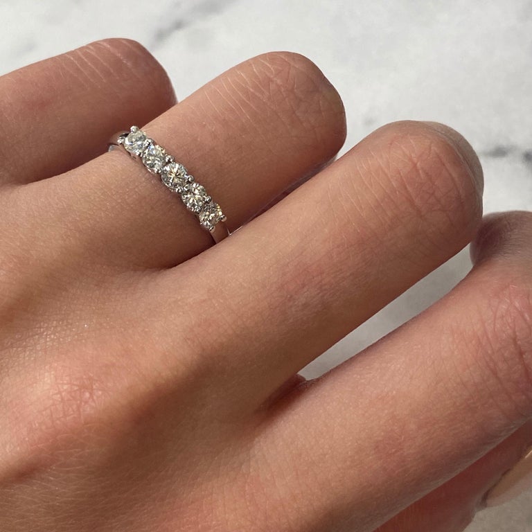 Rachel Koen 14 Karat Gold Five-Stone Shared Prong-Set Diamond Band 0.50 ...