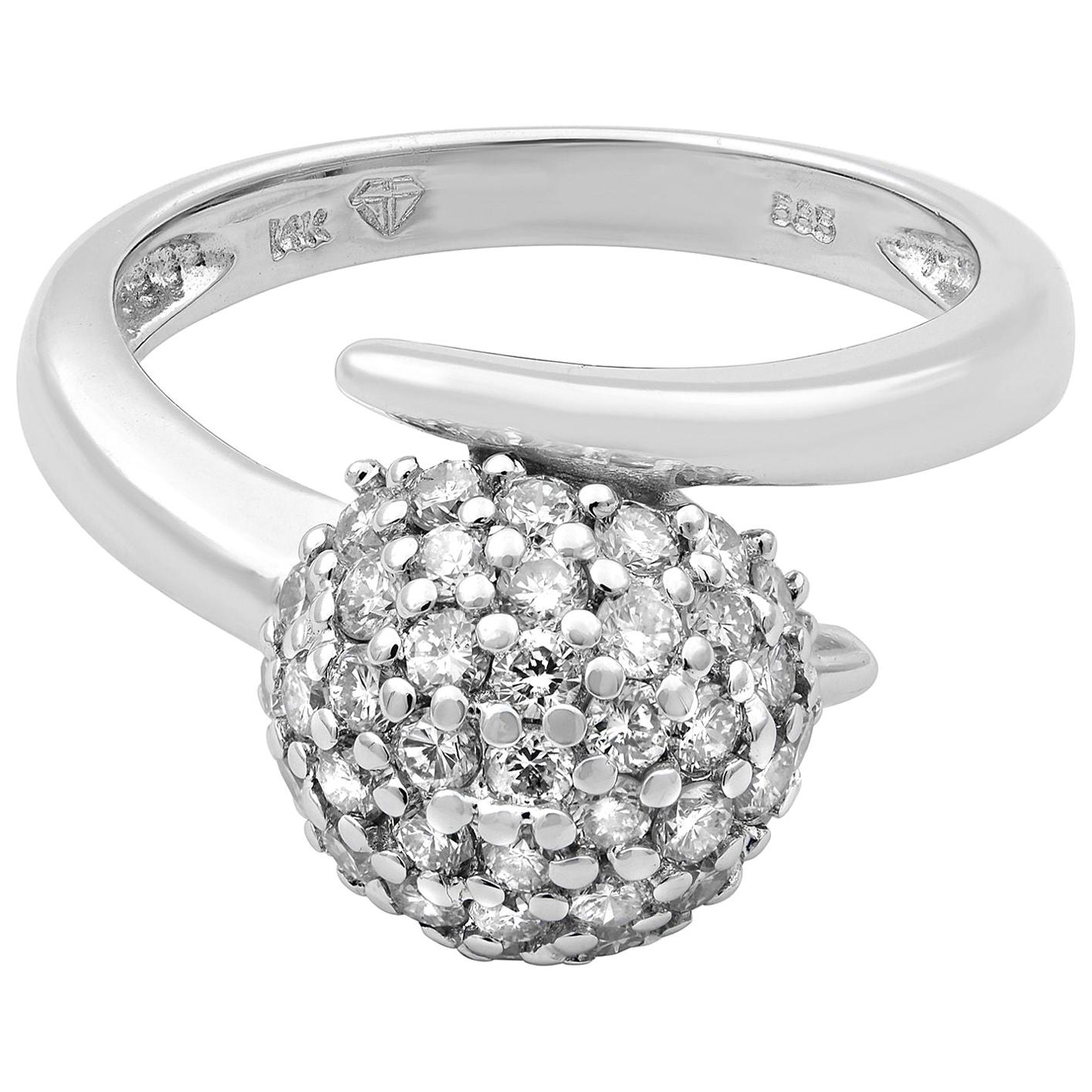 0.40 Carat Natural Diamond Bezel Set Ring G SI 14 Karat White Gold For ...