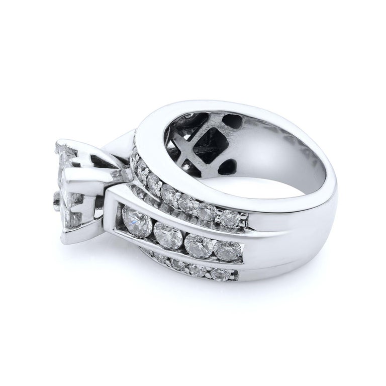 Rachel Koen 14 Karat White Gold Princess Head Wide Engagement Ring 3.00 ...