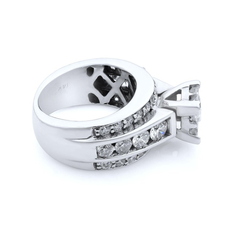 Rachel Koen 14 Karat White Gold Princess Head Wide Engagement Ring 3.00 ...