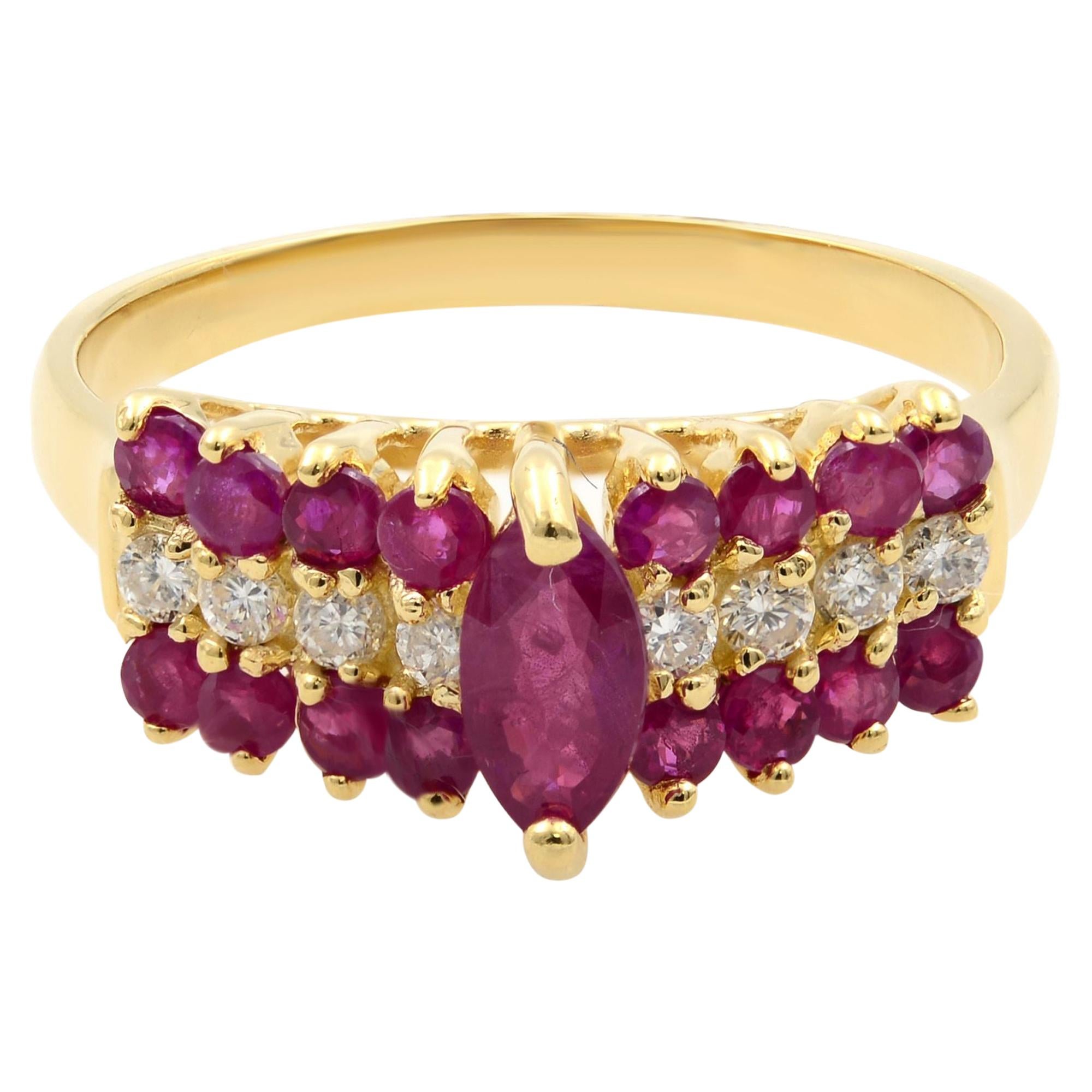 Rachel Koen 14 Karat Yellow Gold Ruby and Diamonds Anniversary Ring at ...