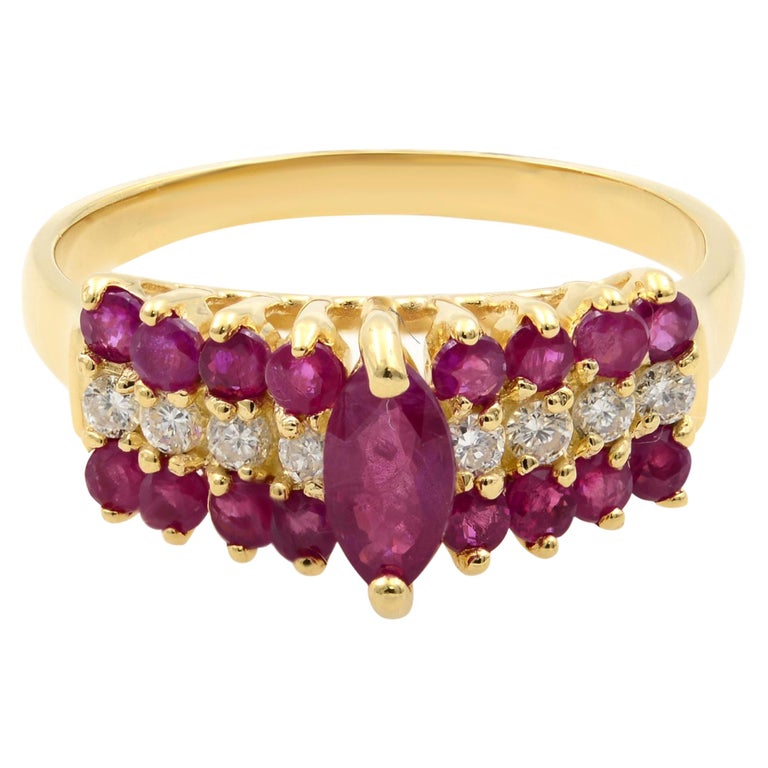 Rachel Koen 14 Karat Yellow Gold Ruby and Diamonds Anniversary Ring at ...