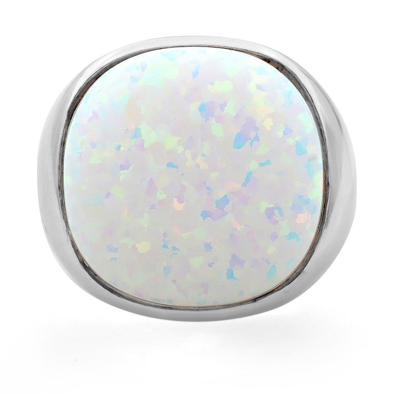 Rachel Koen 14 Karat White Gold Opal 8 Carat Ladies Ring at 1stDibs ...