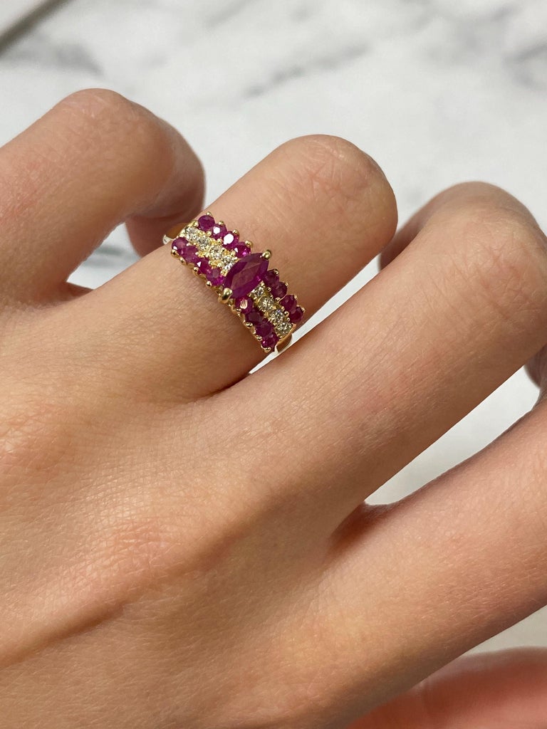 Rachel Koen 14 Karat Yellow Gold Ruby and Diamonds Anniversary Ring at ...