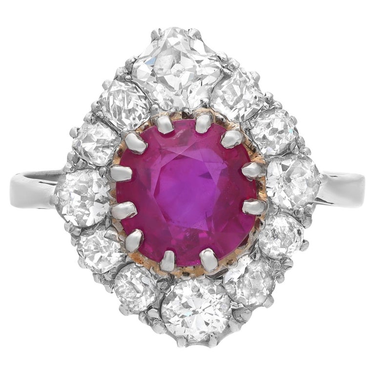 Rachel Koen 1.88Cttw Ruby and 1.07Cttw Diamond Cocktail Ring Platinum ...