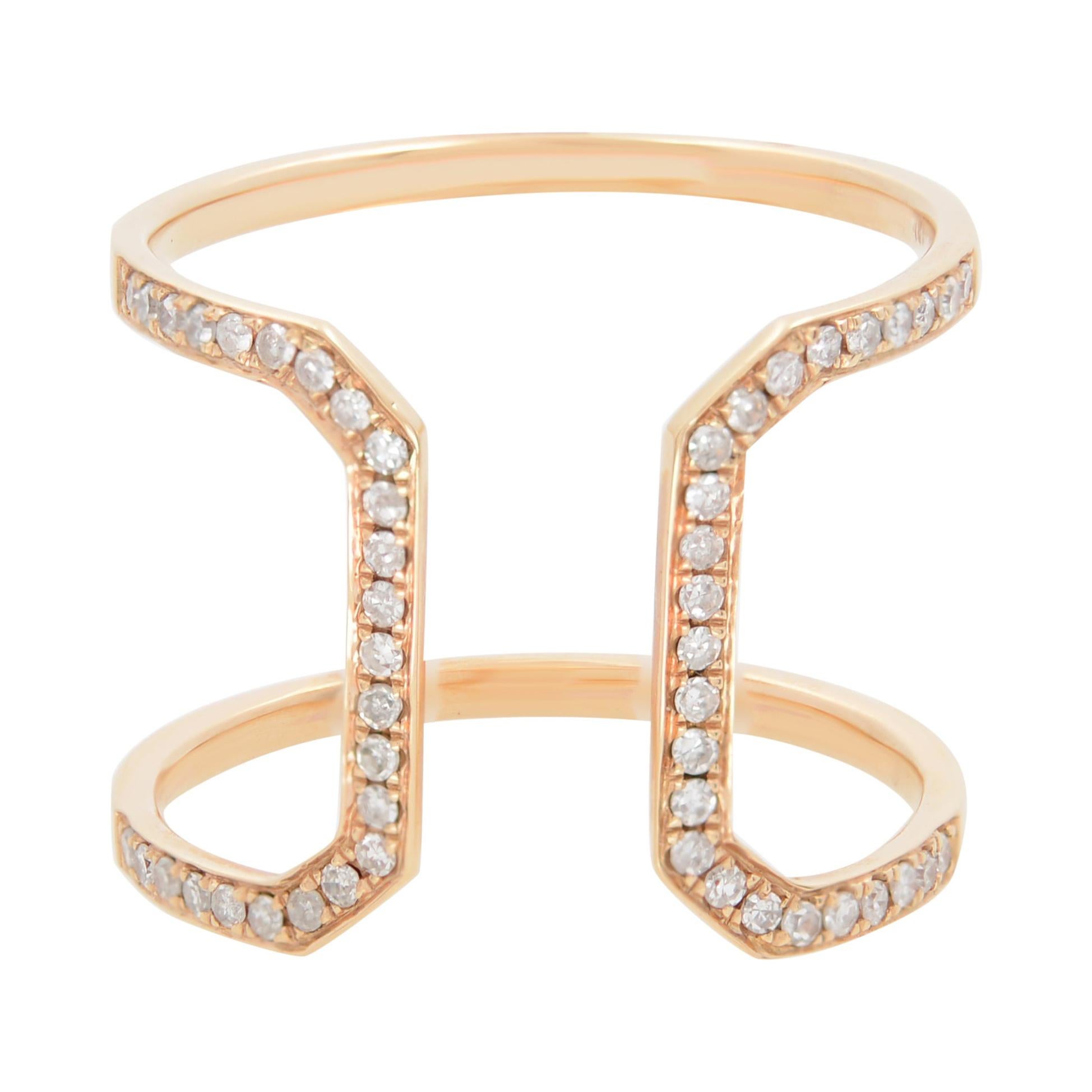 Rachel Koen Diamond Double Flower Cocktail Ring 18K Rose Gold 0.95Cttw ...