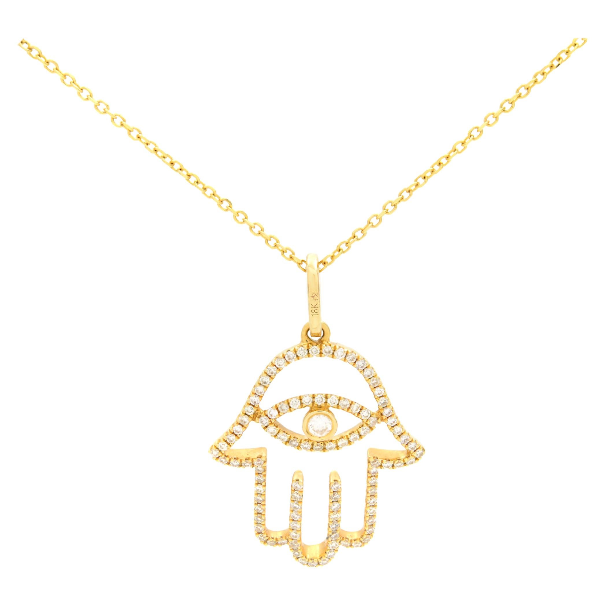 The Gold Hamsa Pendant with Diamonds at 1stDibs