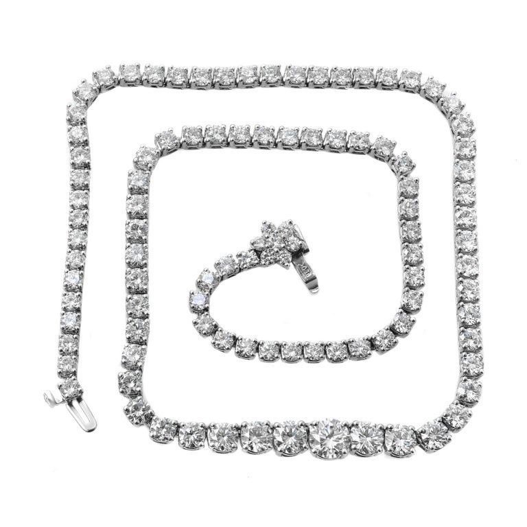 Rachel Koen 20.00cttw Platinum Prong Set Diamond Tennis Necklace For ...