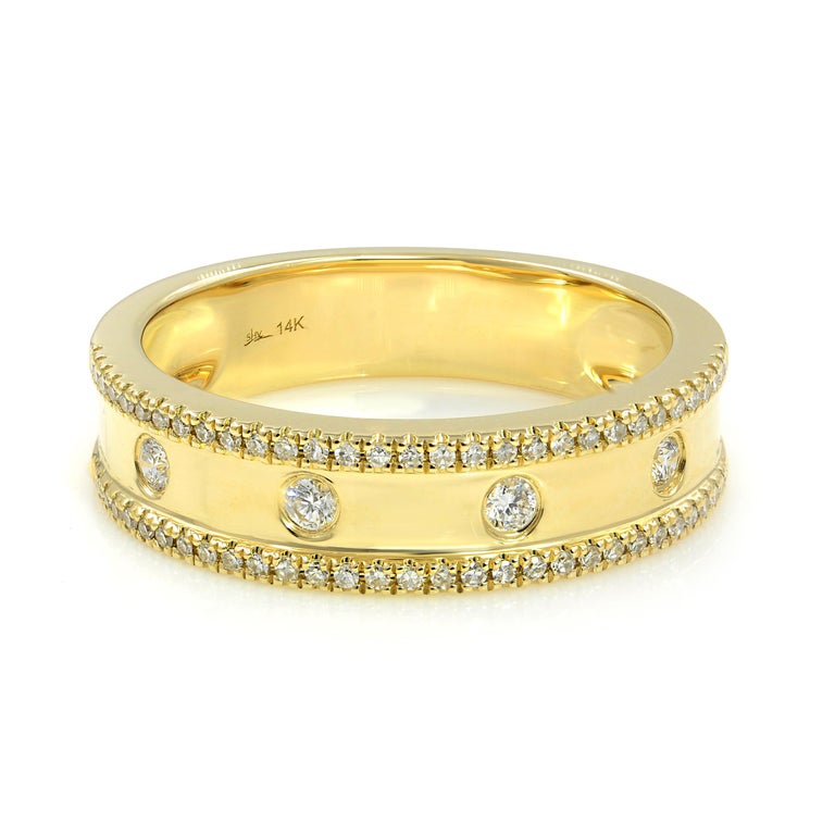 Rachel Koen Burnish Pave Set Diamond Ring 14K Yellow Gold 0.23 Cttw ...