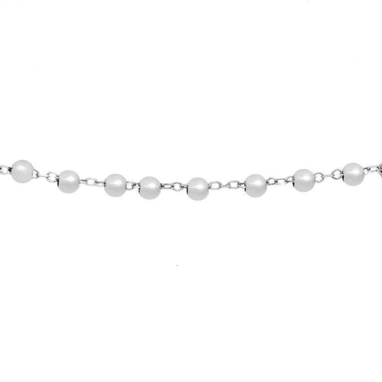 Rachel Koen Cross Rosary Lariat Necklace 14k White Gold For Sale at 1stDibs