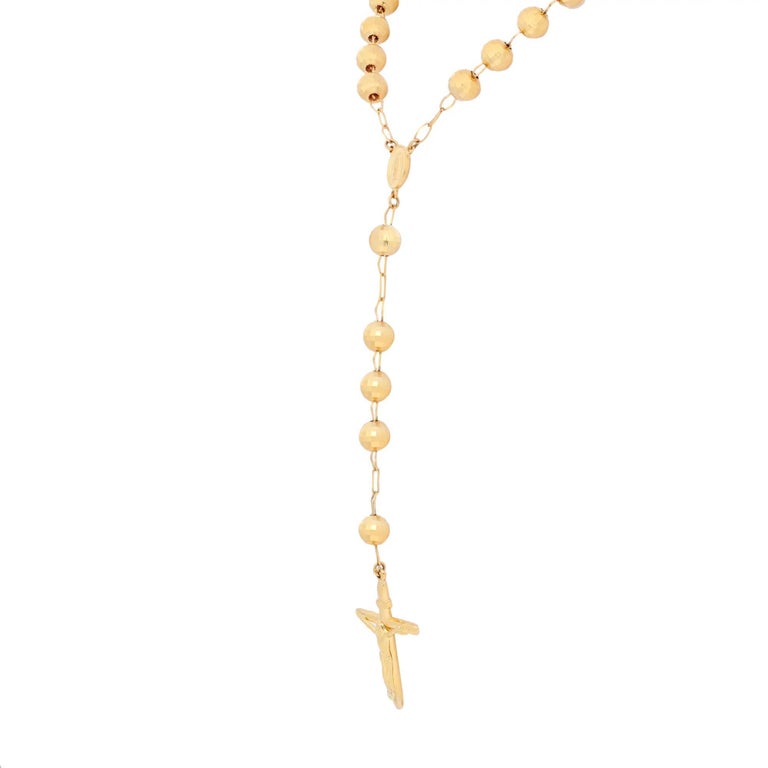 Rachel Koen Cross Rosary Lariat Necklace 14K Yellow Gold For Sale at ...