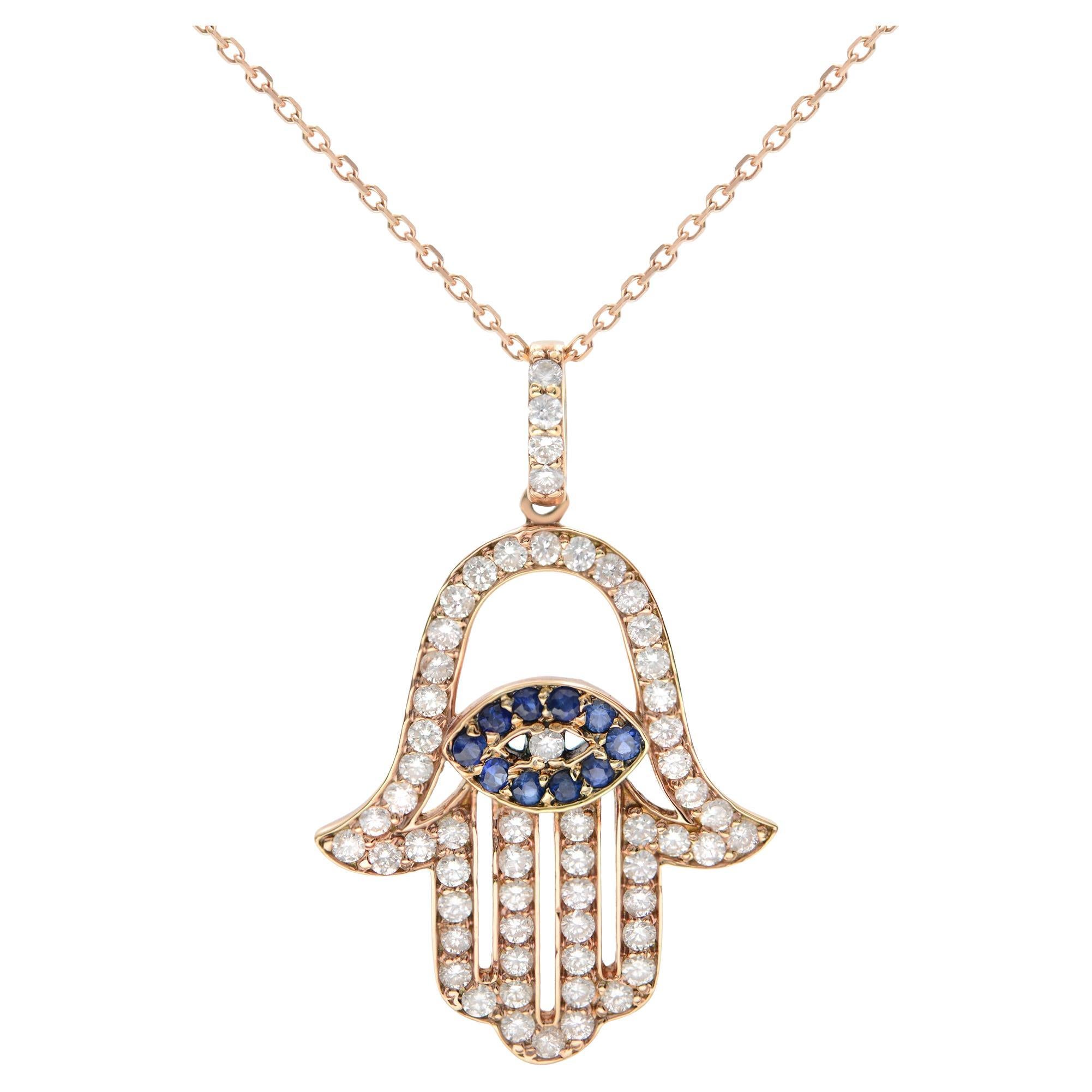 Rachel Koen 18k Yellow Gold Diamond Hamsa Pendant 0.30cttw For Sale at ...