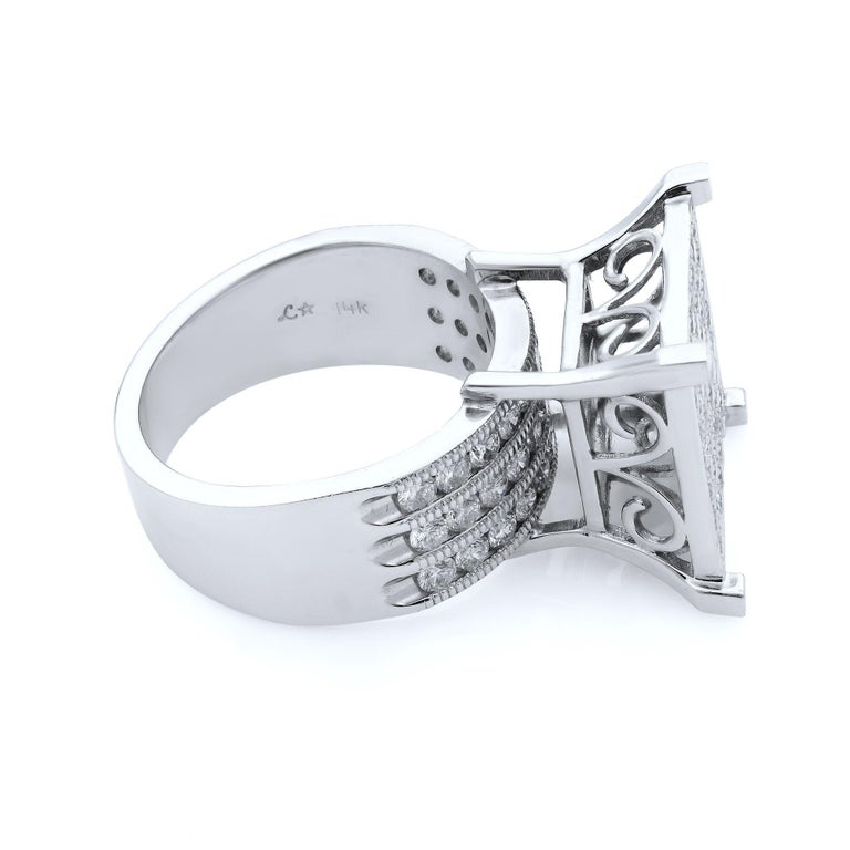 Rachel Koen Diamond Cocktail Ring 14K White Gold 2.00 Cttw For Sale at ...