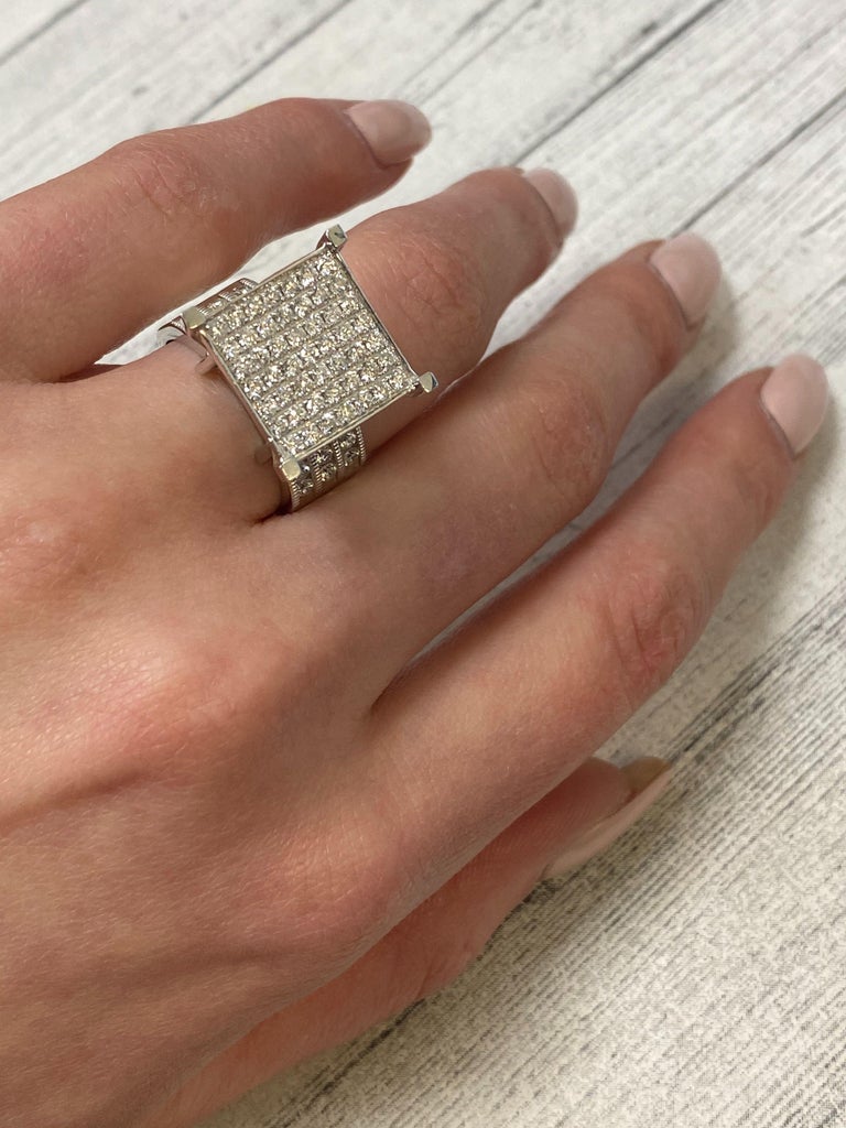 Rachel Koen Diamond Cocktail Ring 14K White Gold 2.00 Cttw For Sale at ...