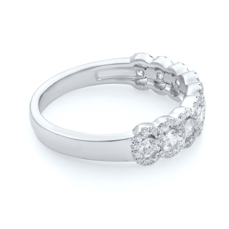 Rachel Koen Diamond Halo Half Way Band 18K White Gold 0.70 Cttw For ...
