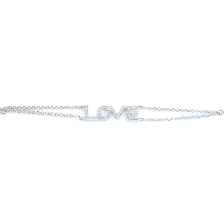 Rachel Koen Diamond Love Chain Bracelet 18K White Gold 0.12cttw For ...