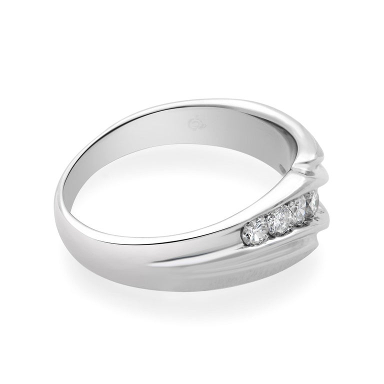 Rachel Koen Diamond Mens Ring 14K White Gold 0.50cttw For Sale at 1stDibs