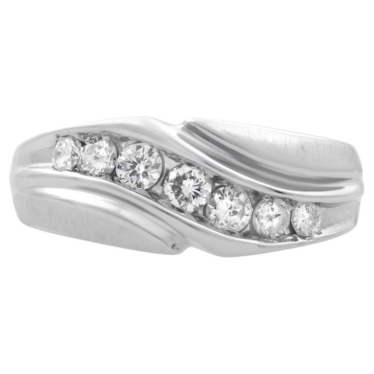 Rachel Koen Diamond Mens Ring 14K White Gold 0.50cttw For Sale at 1stDibs