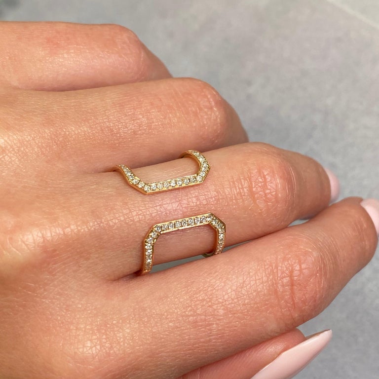 Rachel Koen Diamond Open Wide Band Ring 18k Rose Gold 0.25cttw For Sale ...