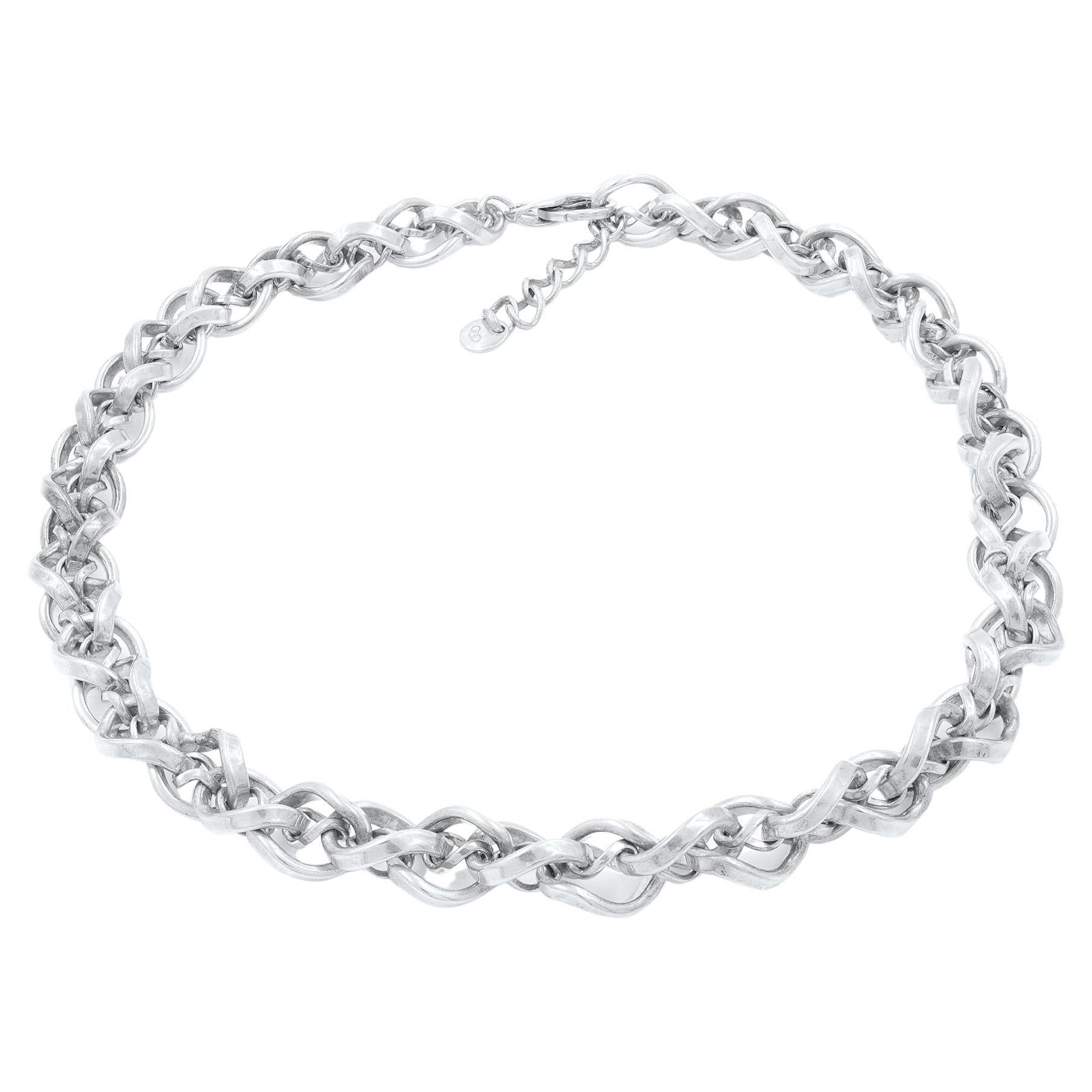 925 Sterling Silver Reversible Coil Linked Necklace at 1stDibs