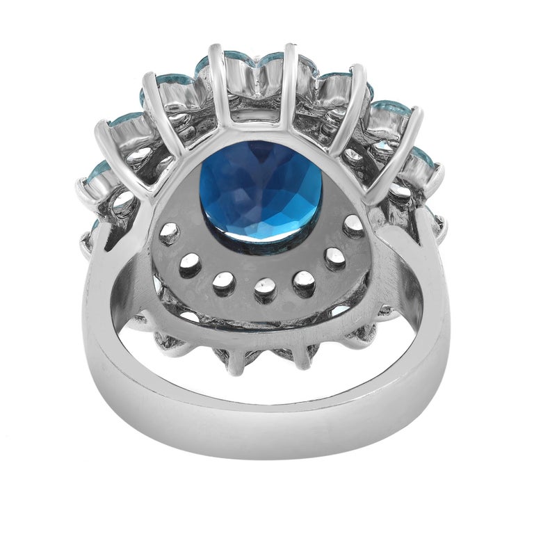 Rachel Koen London Blue Topaz Ladies Cocktail Ring Sterling Silver 925 ...