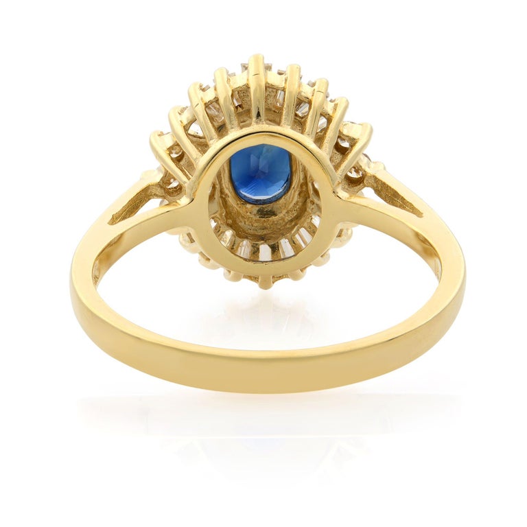 Rachel Koen Oval Sapphire Diamond Engagement Ring 14k Yellow Gold For ...