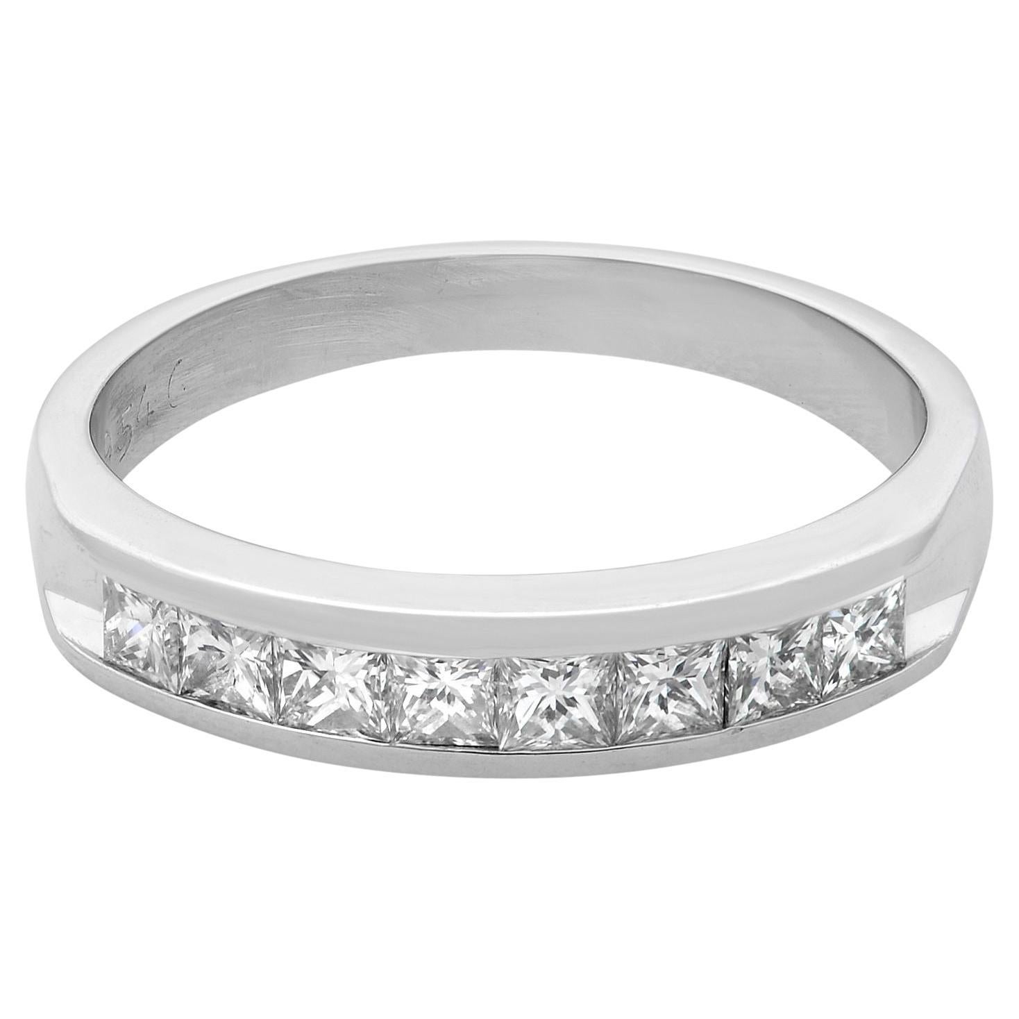 Princess Cut Diamond Platinum Band at 1stDibs