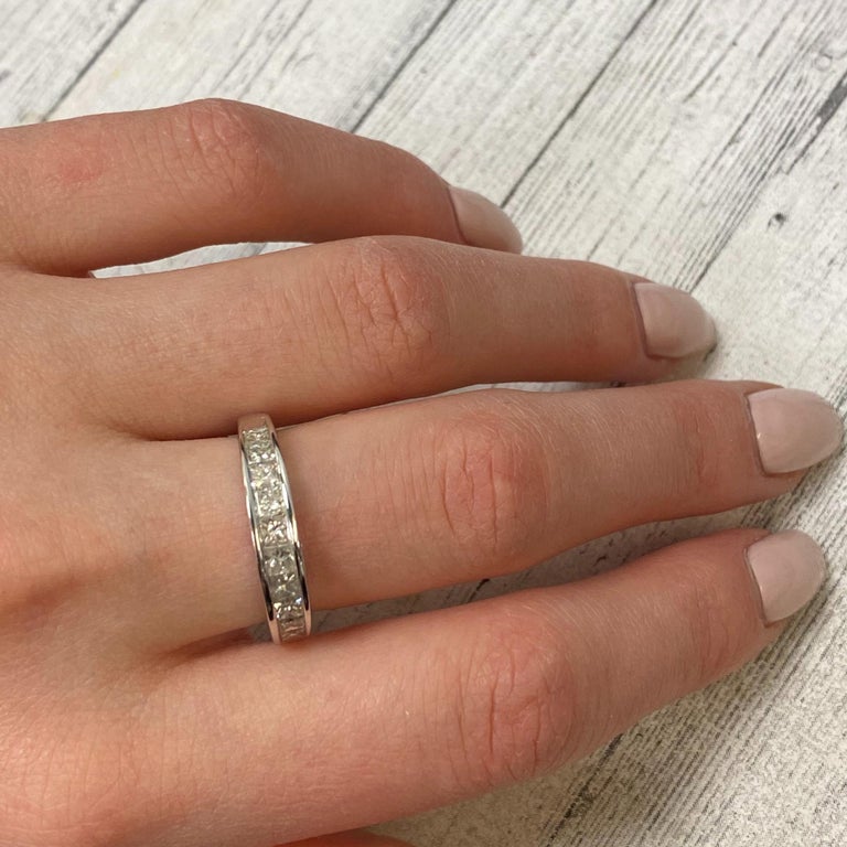 Rachel Koen Princess Cut Diamond Channel Set Wedding Band 14K White ...