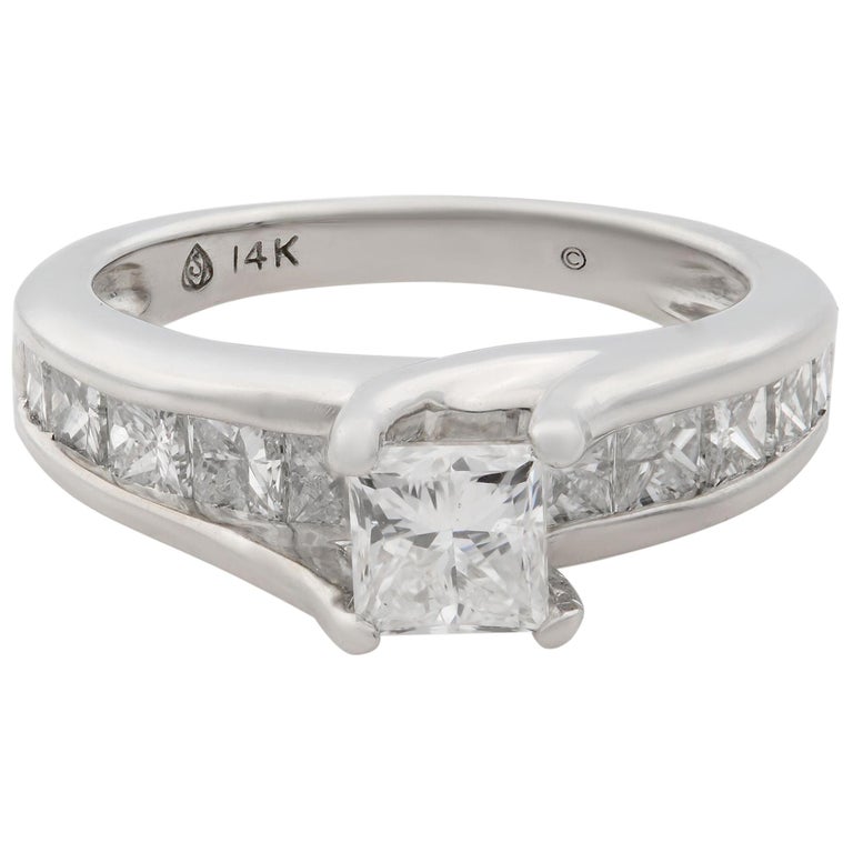 Rachel Koen Princess Cut Diamond Engagement Ring 14K White Gold 1.75cts ...