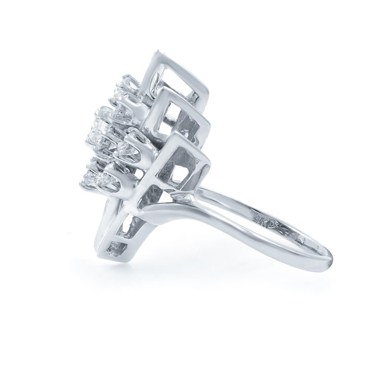 Rachel Koen Retro Eight Diamond Cluster Ring 14K White Gold 1.50Cttw ...