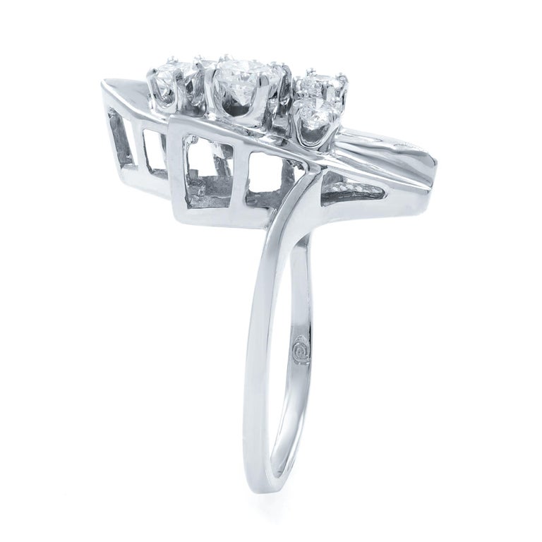 Rachel Koen Retro Eight Diamond Cluster Ring 14K White Gold 1.50Cttw ...