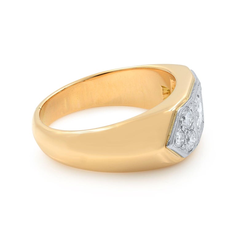 Rachel Koen Round Cut Diamonds Men's Ring 18K Yellow Gold 1.35cttw For ...