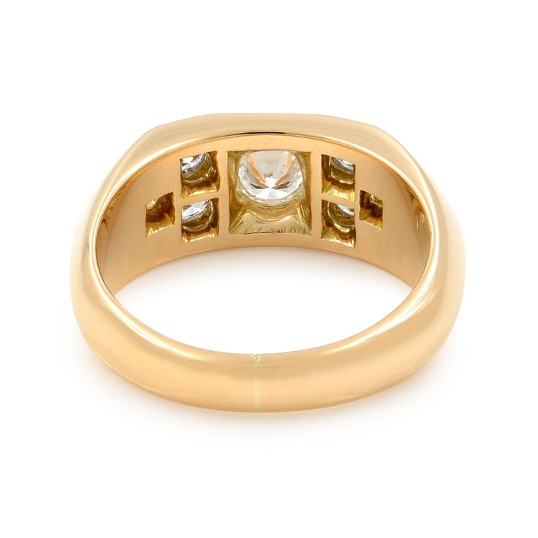 Rachel Koen Round Cut Diamonds Men's Ring 18K Yellow Gold 1.35cttw For ...