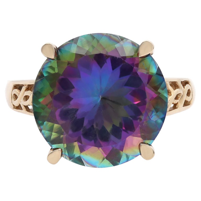 Rachel Koen Round Mystic Rainbow Topaz Cocktail Ring 10K Yellow Gold at ...