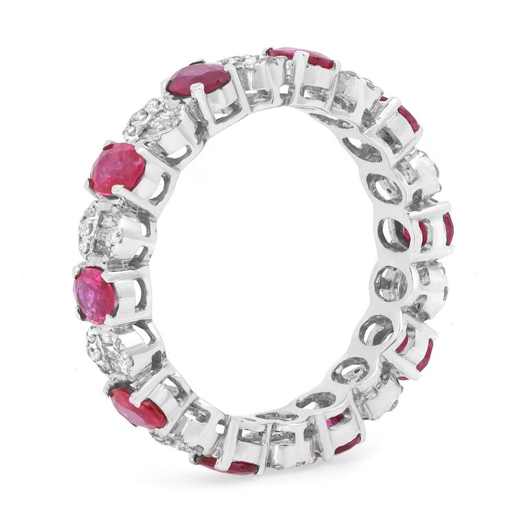 Rachel Koen Ruby and Diamond Eternity Band Ring 14K White Gold For Sale ...