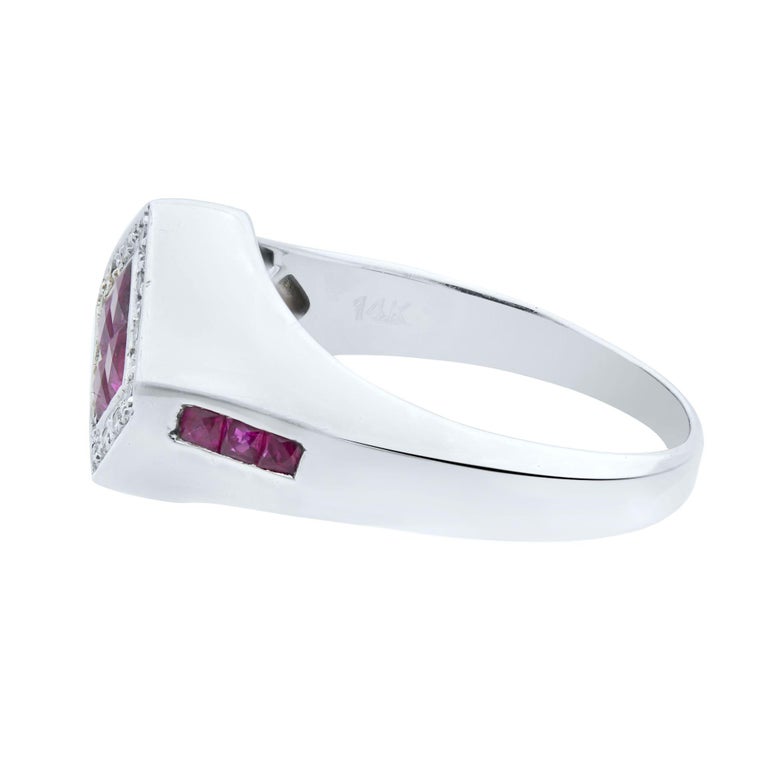 Rachel Koen Ruby with Diamonds Ladies Ring 14K White Gold For Sale at ...